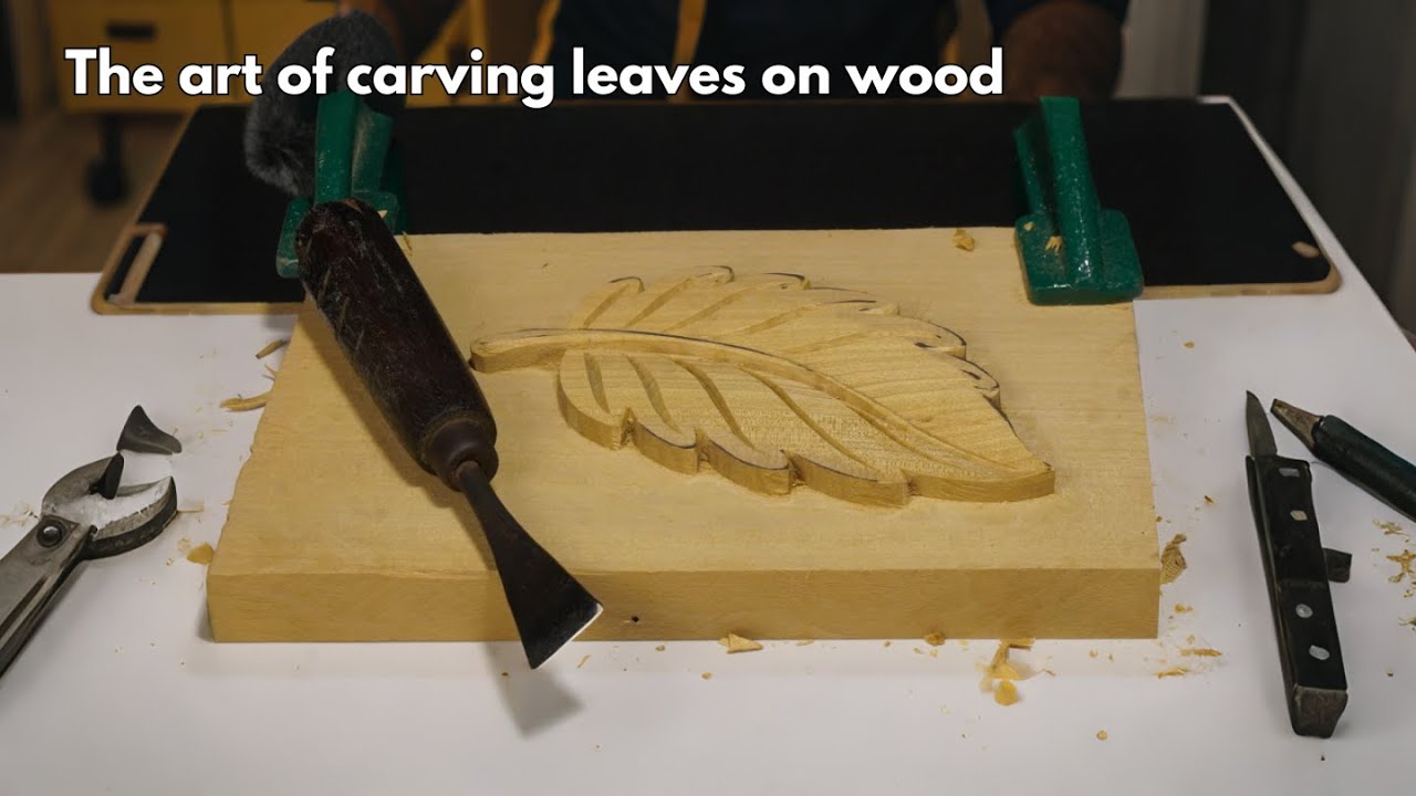 The art of carving leaves on wood - YouTube