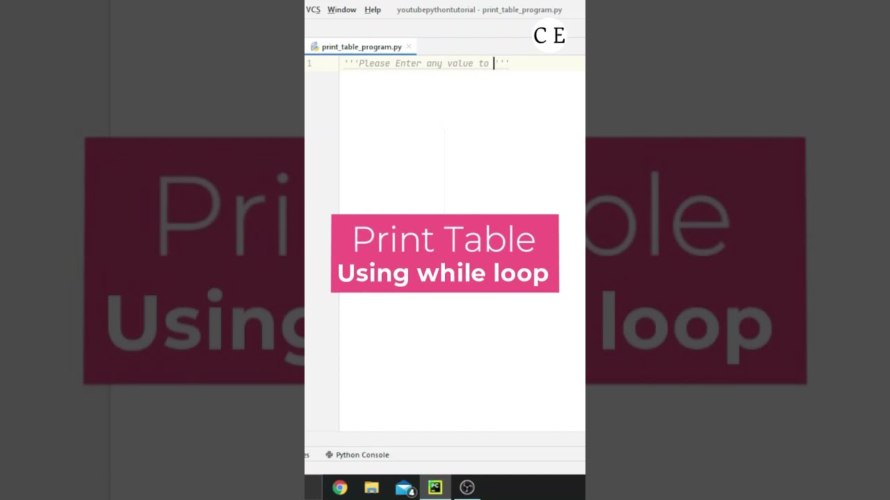 Print Table In Python Using While Loop shorts python Print Table In Python Using While Loop shorts python