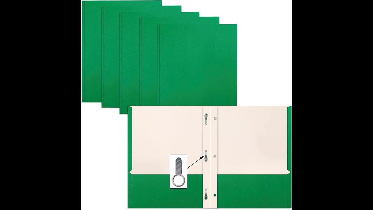 50 Pack Green Matte File Folders with Prongs - YouTube