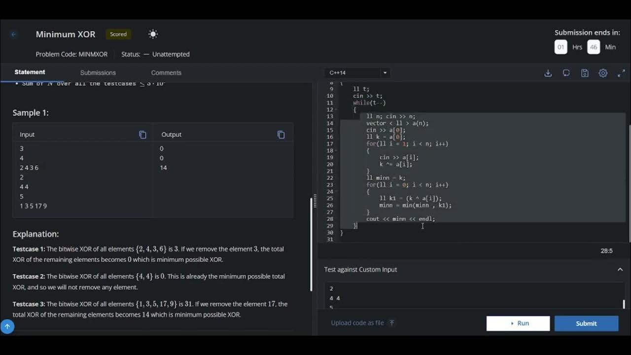 Minimum XOR | Starters 109 Division 4 (Rated) | Codechef solution - YouTube