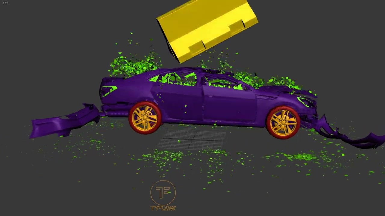 tyflow Car dynamics and destruction RnD - YouTube