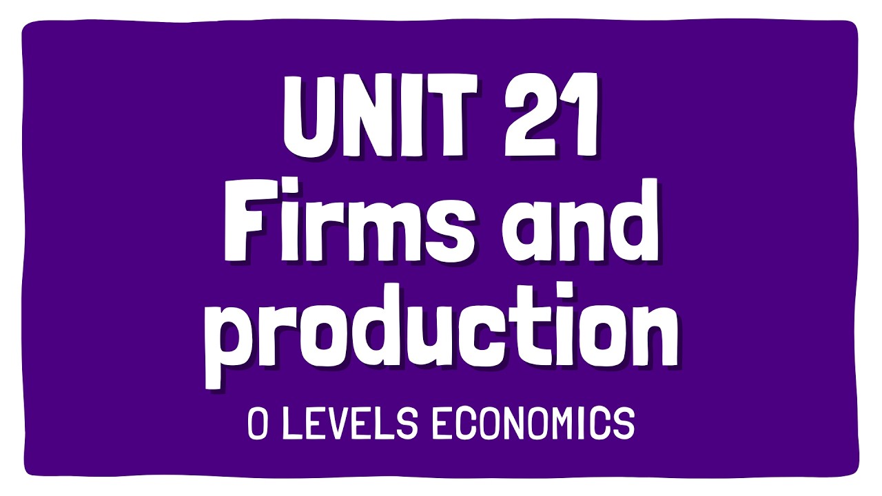 Firms and Production | Topic 21 | Section 3 | OLevels Economics 2281 ...