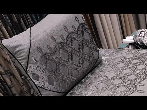 kabuli rukash and pillow cover design grey sulf design in velvet - YouTube