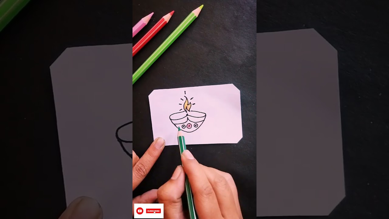 Diwali diya drawing | easy steps. Satyam Arts #shorts #drawing # ...