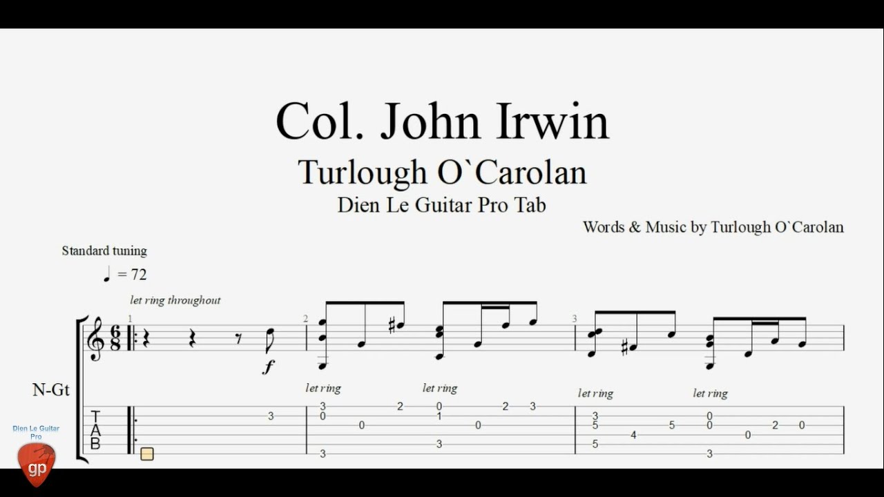Turlough O`Carolan - Col. John Irwin - Guitar Tabs - YouTube