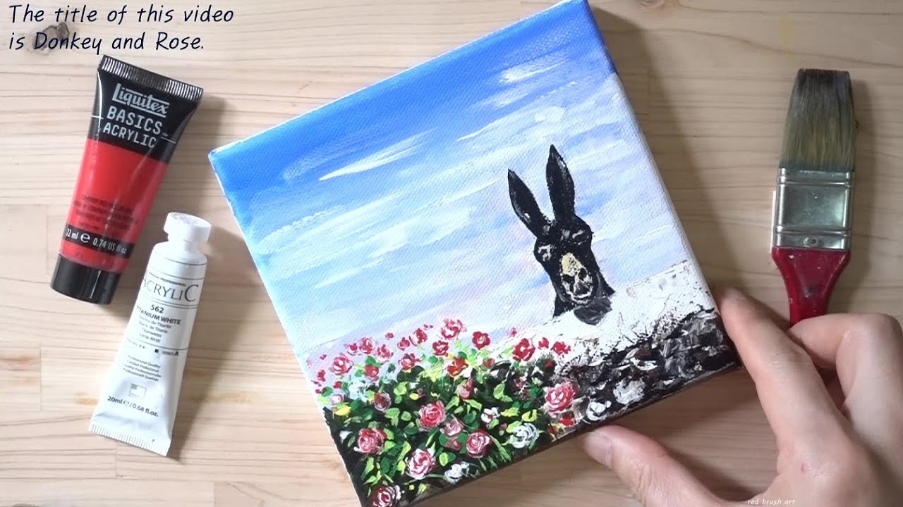 Daily challenge #1748 / Acrylic / Rose and donkey | Drawing acrylic ...