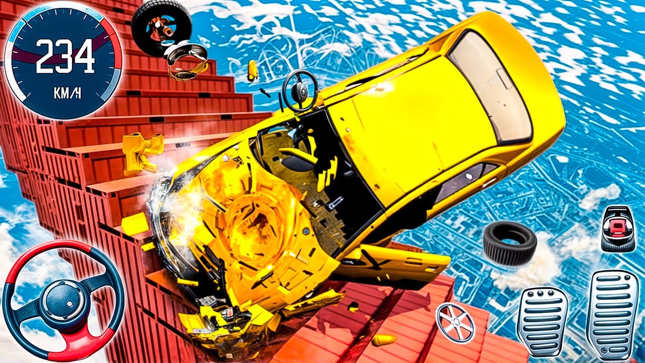 Beaming Drive Death Stair - Car Crash Racing - Android Gameplay - YouTube