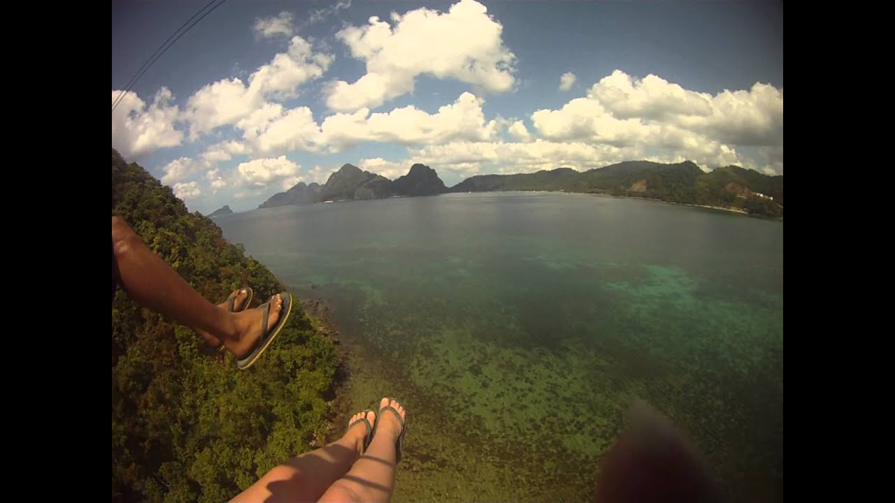 Las Cabanas Beach zipline near El Nido, Palawan, Philipines - YouTube