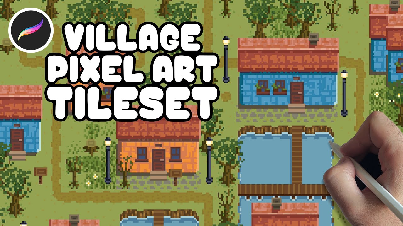 How to Paint and Build a Modular Pixel Art Village in Procreate - YouTube