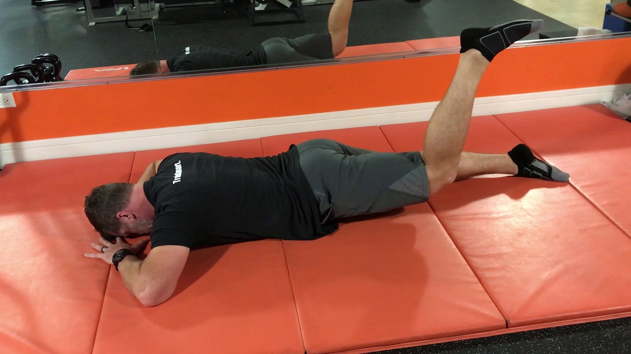 Prone bent knee hip extension single leg - YouTube