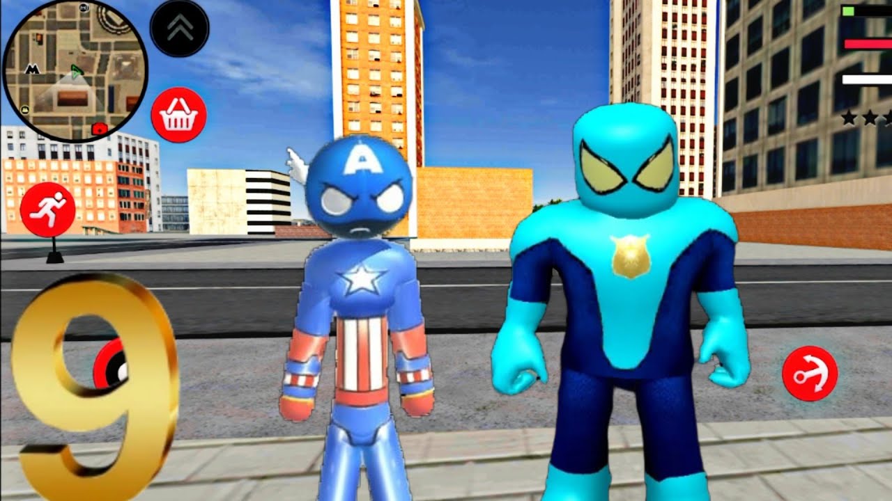 Us Captain America stickman ropeheros Android Gameplay gangster city #9 ...