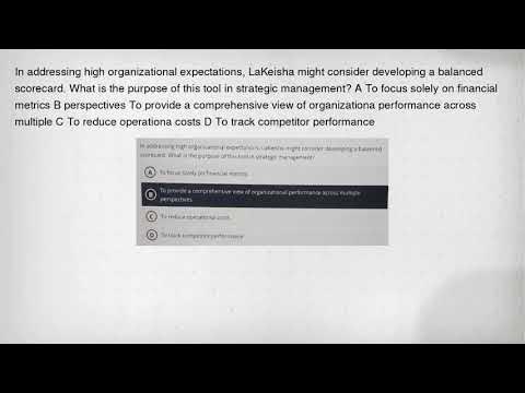 In addressing high organizational expectations, LaKeisha might consider developing a balanced ...
