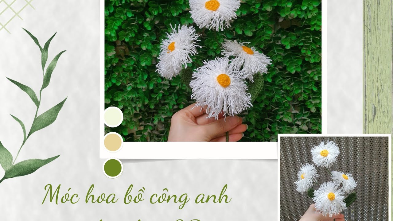 Crochet dandelion Version 2D Diy tutorial | Đan móc hoa bồ công anh ...