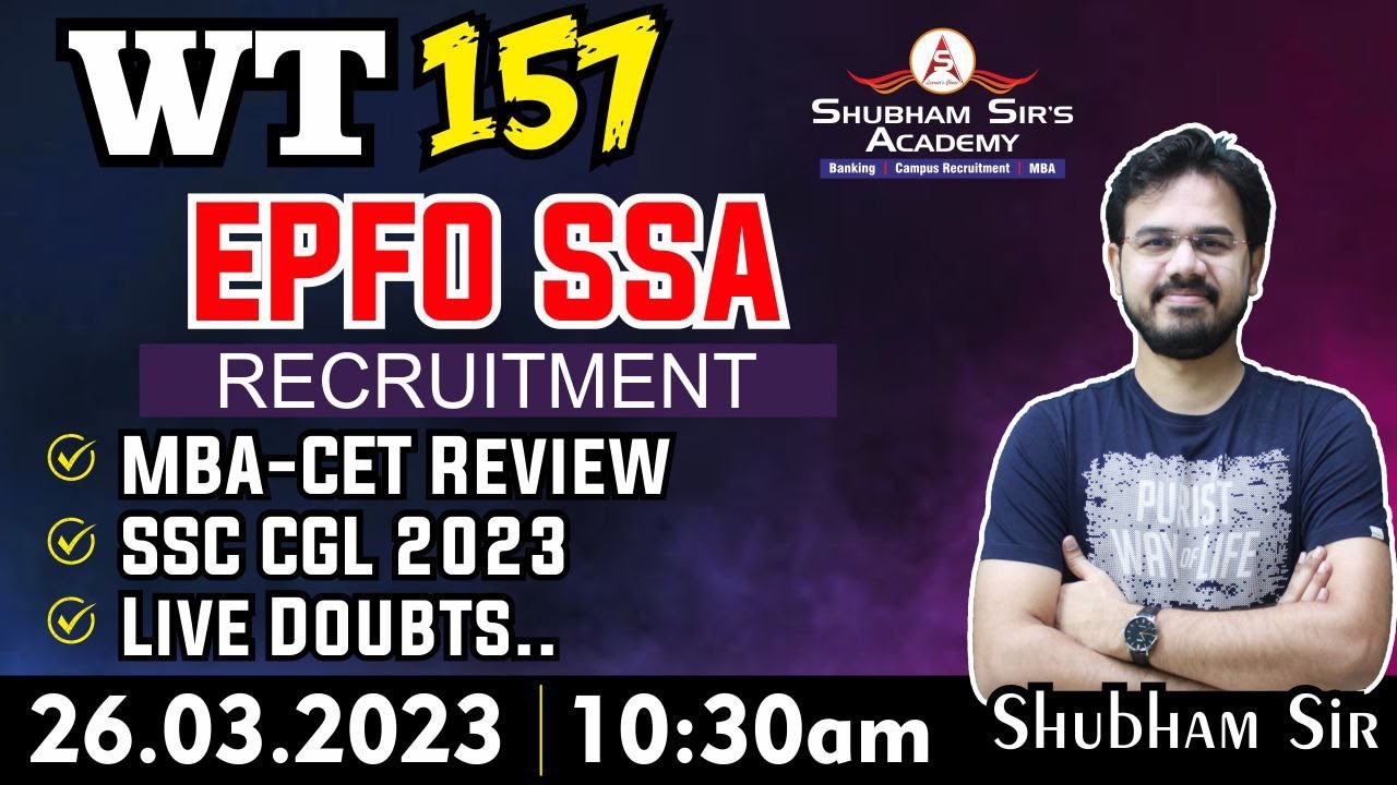 WT 157 | EPFO SSA, MBA-CET Review, SSC CGL 2023 | 26.03.2023 #EPFO #SSA #SSCCGL #banking #mba ...