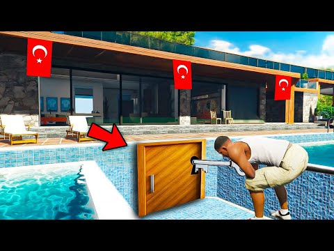 FRANKLIN EVİNİN HAVUZUNDA GİZEMLİ GİZLİ KAPI ÇIKTI - GTA 5 MODS