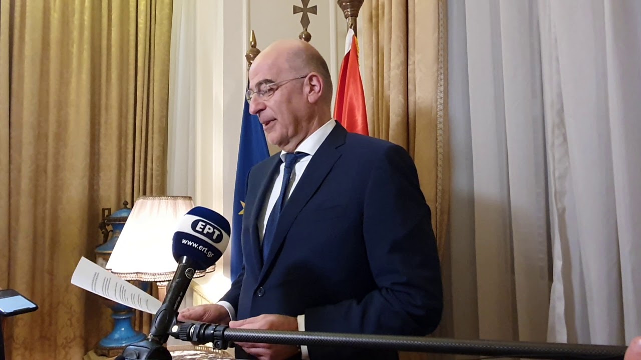 Ο ΥΠΕΞ Ν.Δένδιας μετά τις συναντησεις του με Αλ Σίσι και Σούκρι - YouTube