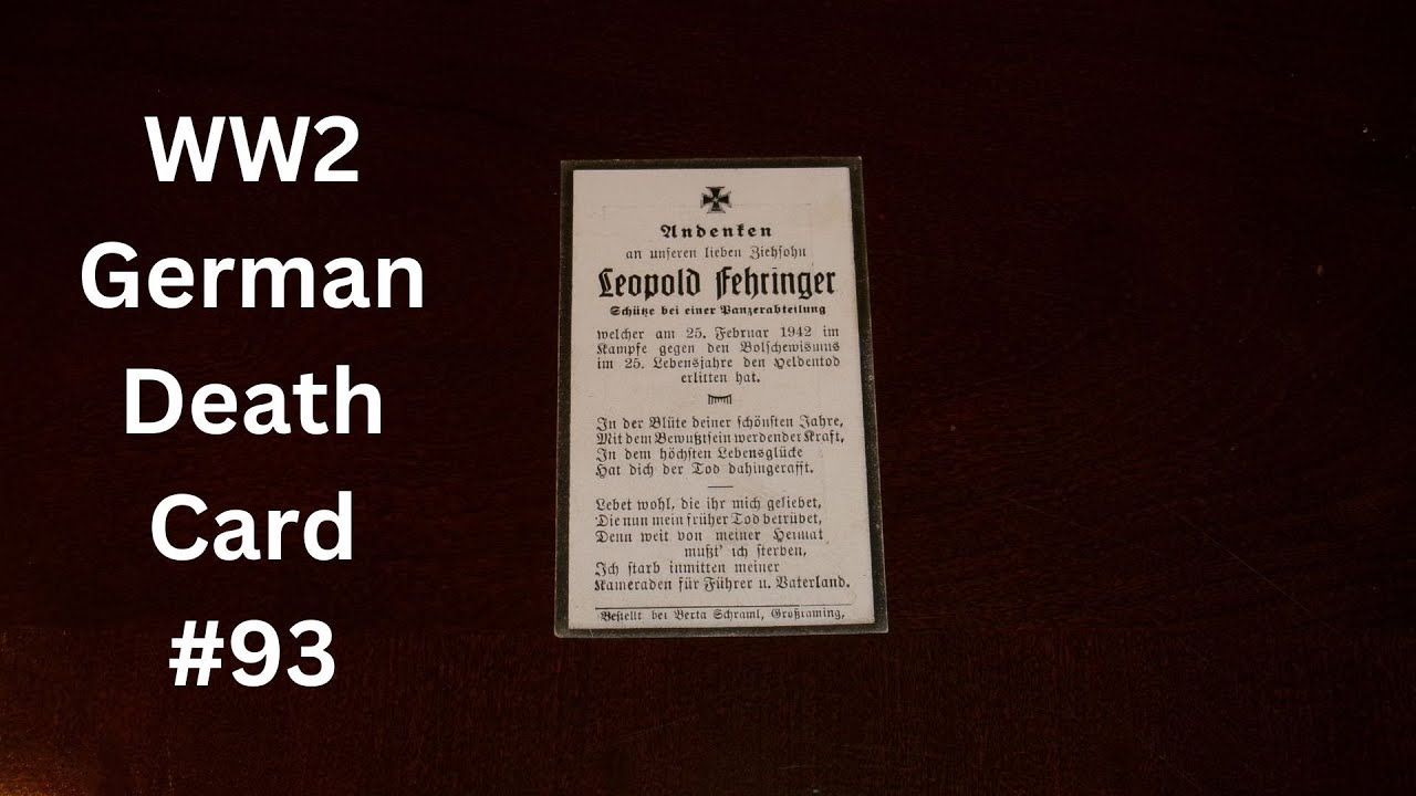 WW2 German Death Card #93 - YouTube