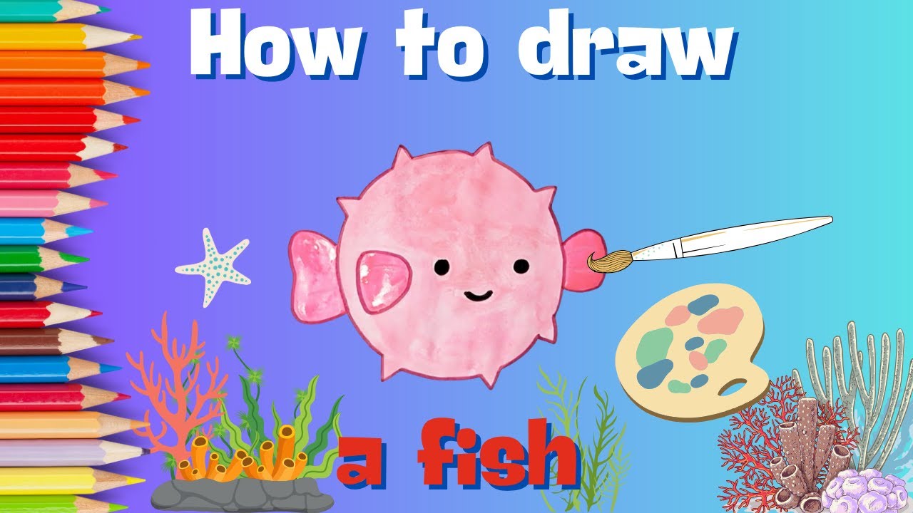 Drawing a pink fish | Easy drawing | Step by step drawing by hand - YouTube