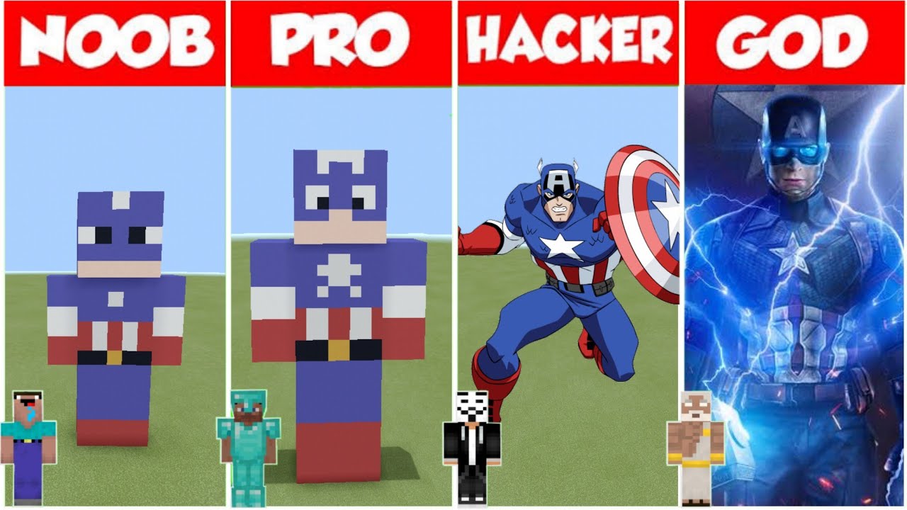 NOOB vs PRO vs HACKER vs GOD: CAPITAN AMERICA - YouTube