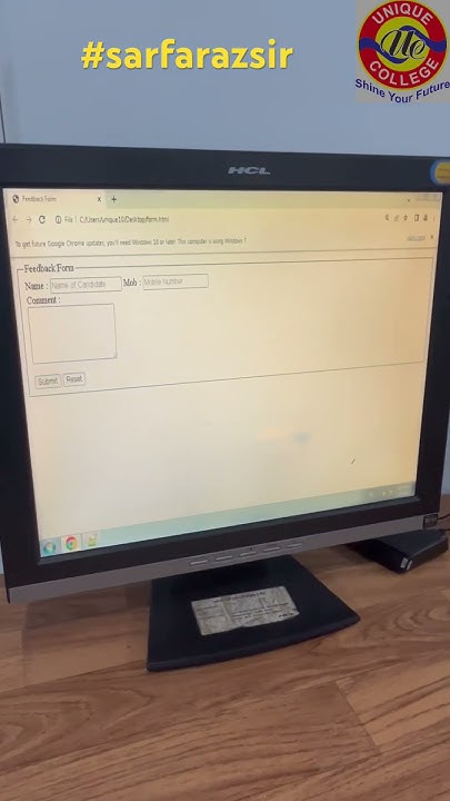 Creating a Feedback form Using HTML| #uniquecollege #sarfarazsir - YouTube