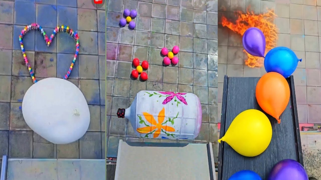🎈Breaking Colourful Water Balloons | Balloons Drop From Roof 💥💫 - YouTube