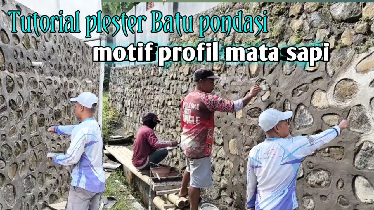 Cara plester batu pondasi motif profil mata sapi cukup memakai sendok ...