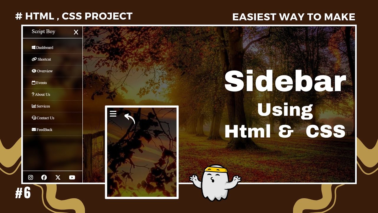 Sidebar Using Only Html Css Easiest Sidebar Html Css Project 3031