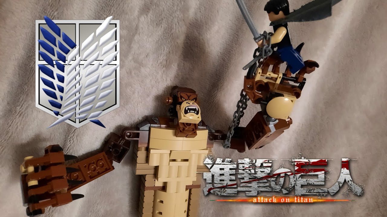 Attack on titan LEGO: Levi vs Beast Titan Zeke - YouTube