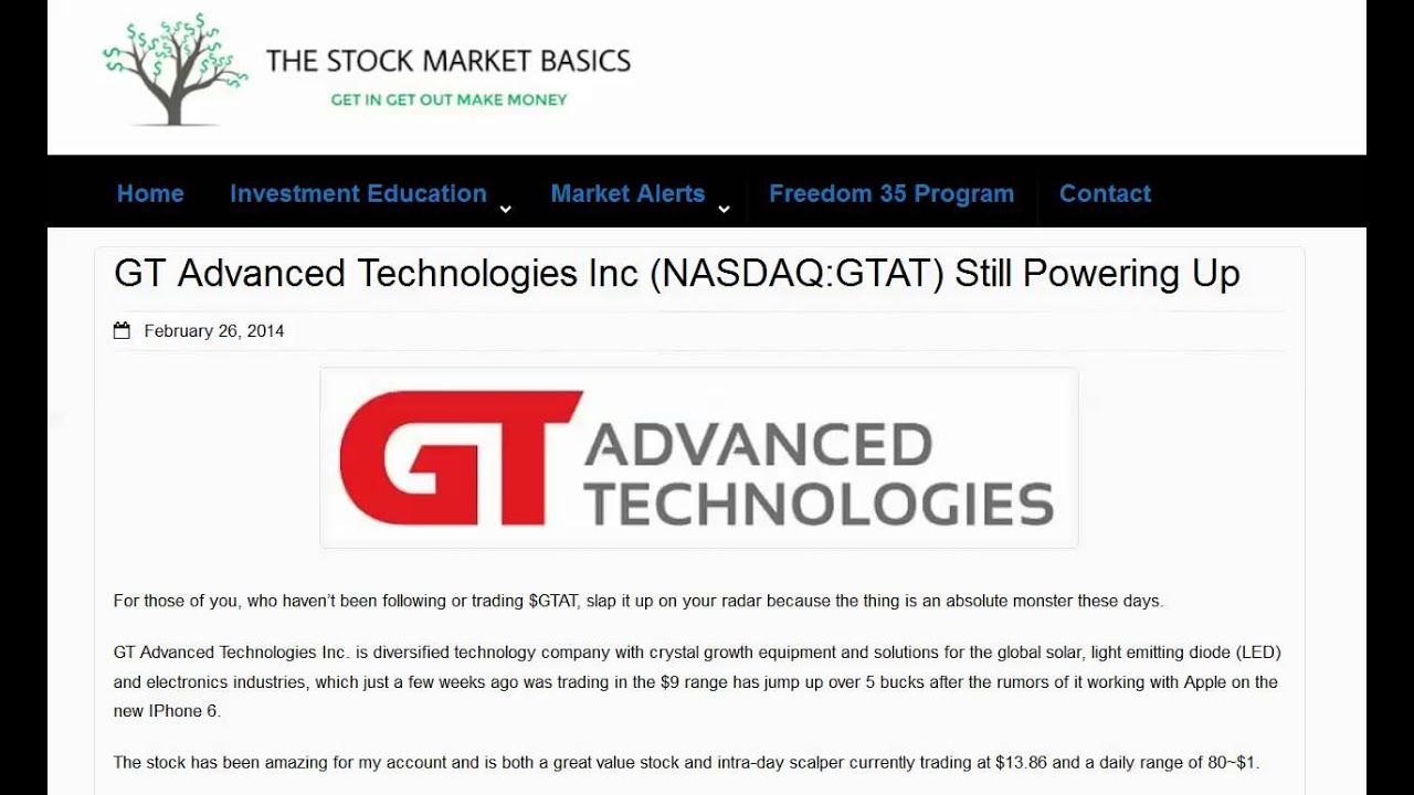 GT Advanced Technologies Inc (NASDAQ:GTAT) Still Powering Up - YouTube
