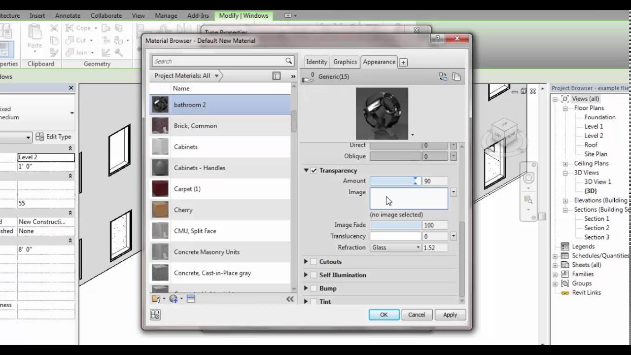 Revit: adjusting windows - YouTube