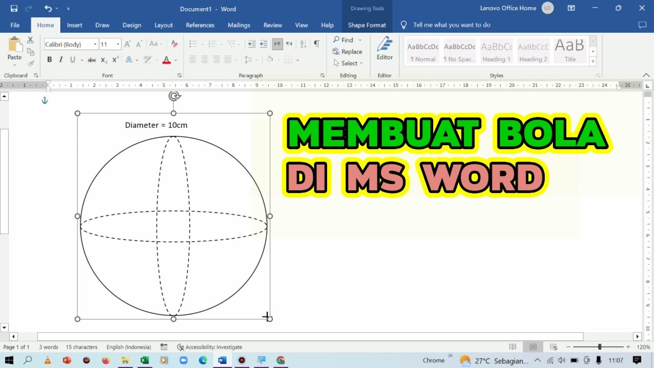 Tutorial Membuat Gambar Ruang Bola di Ms Word - YouTube