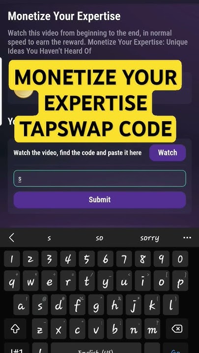 MONETIZE YOUR EXPERTISE | TAPSWAP CODE - YouTube