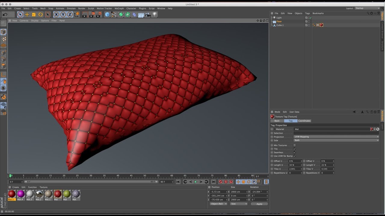 How to make pillow in 3D - YouTube