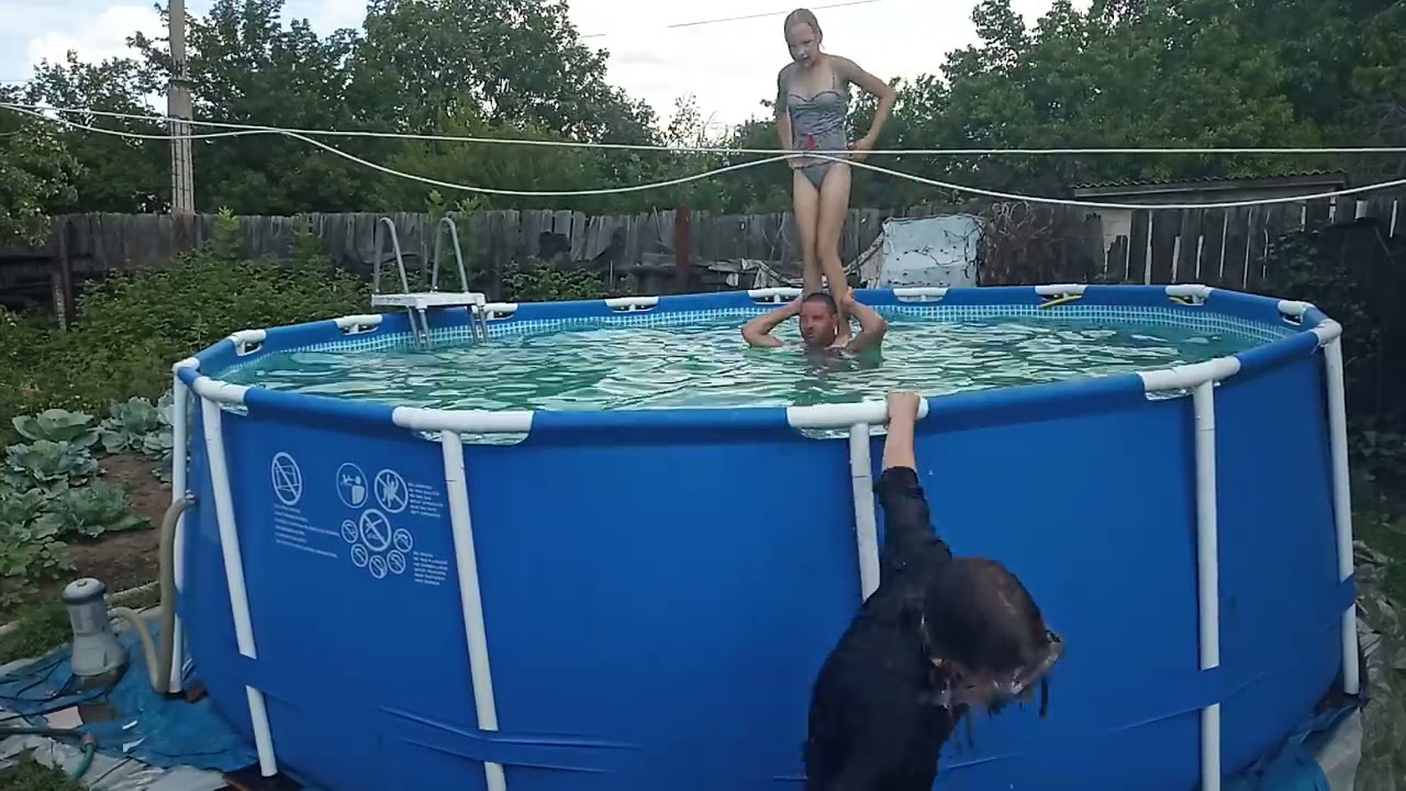 Gymnastics in the pool !!! Summer is wonderful!!! - YouTube