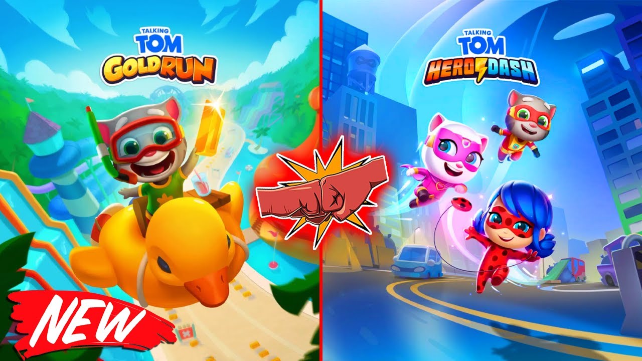 Talking Tom Hero Dash & Gold Run Miraculous Chase ┃ Ladybug Angela vs ...