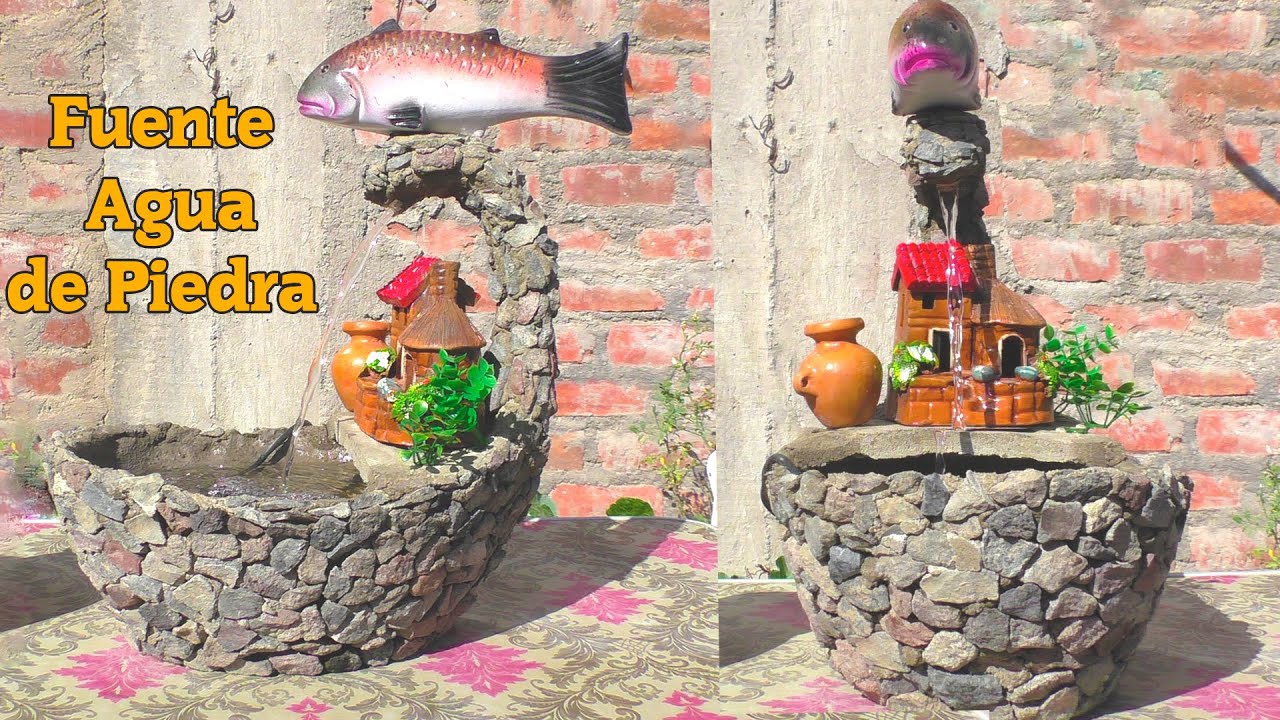 Crea una Fuente de Agua Artesanal con Piedra y Cemento para adornar tu ...