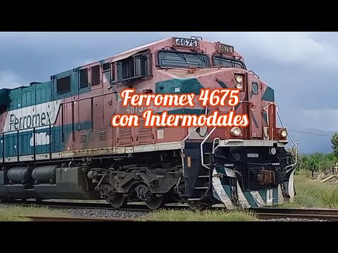 Ferromex 4675 con Intermodales. - YouTube