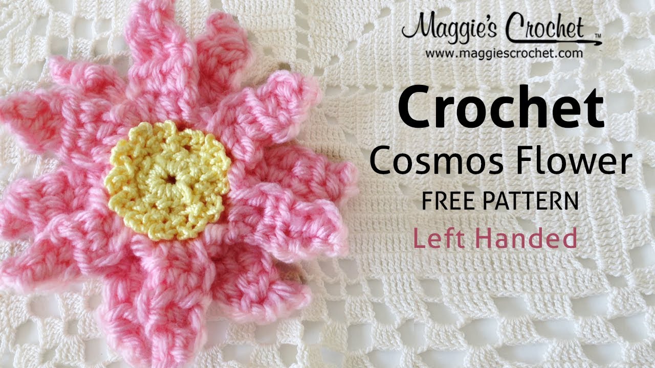 Cosmos Flower Free Crochet Pattern - Left Handed - YouTube
