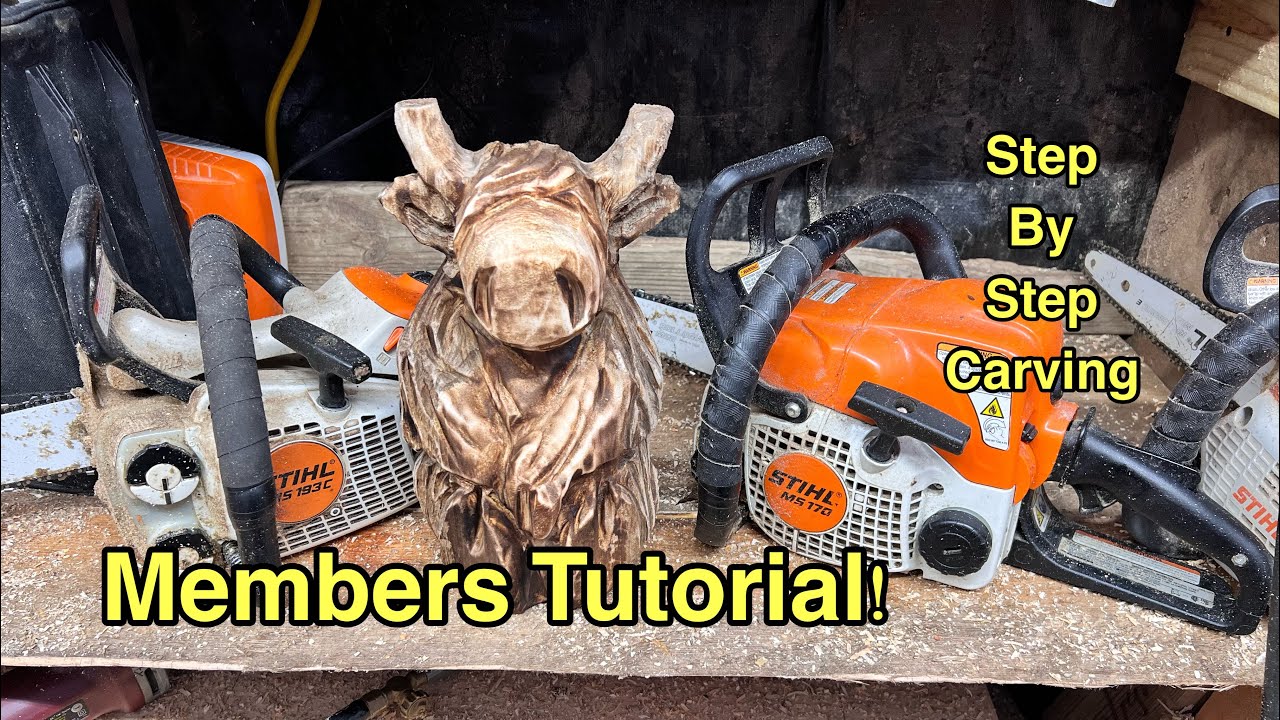 Chainsaw carving a highland cow . Chainsaw carving tutorial - YouTube