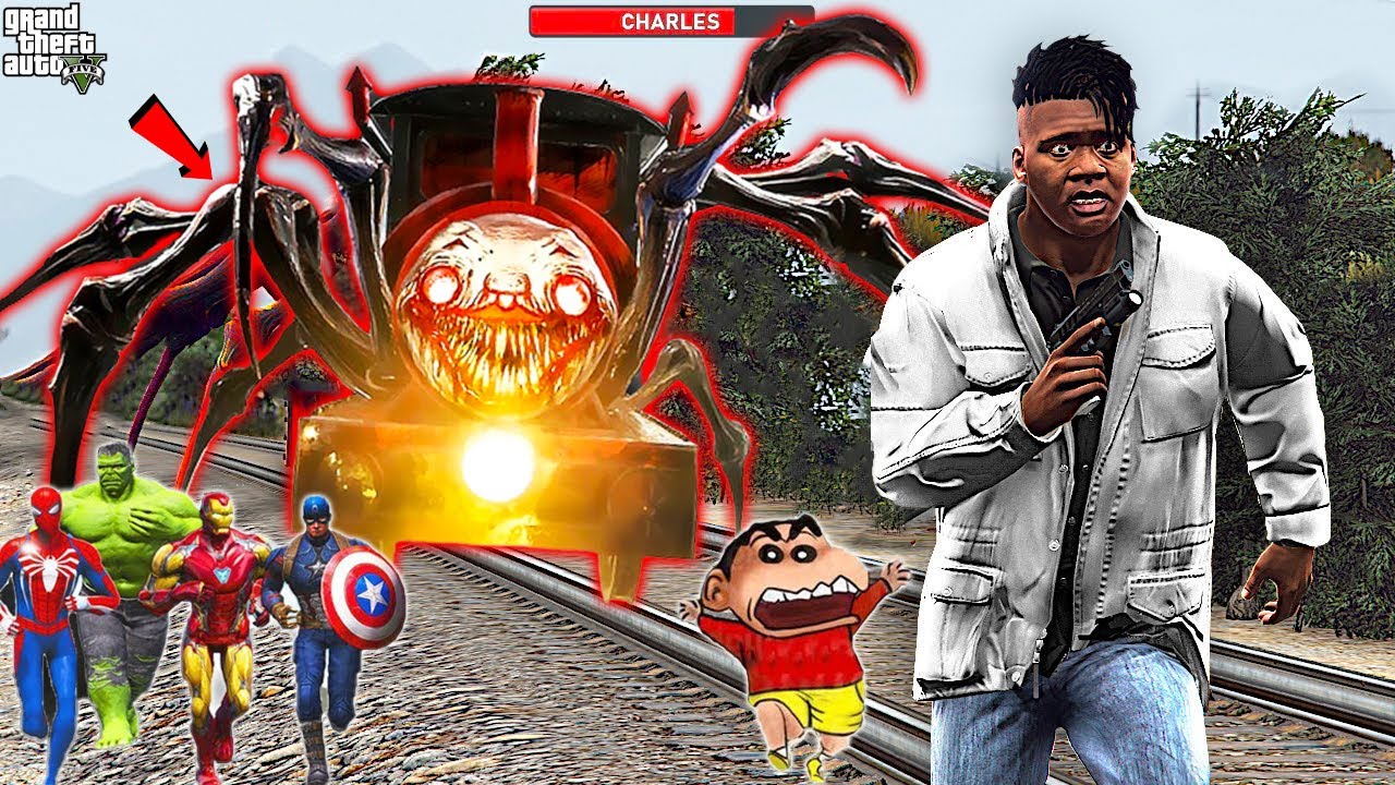 Franklin save Shinchan From Evil Spider Train in GTA5 || SumitOp - YouTube