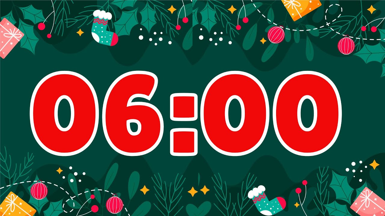 6 Minute Christmas Countdown Timer with Jingle Bells Calm Alarm 🎄 - YouTube