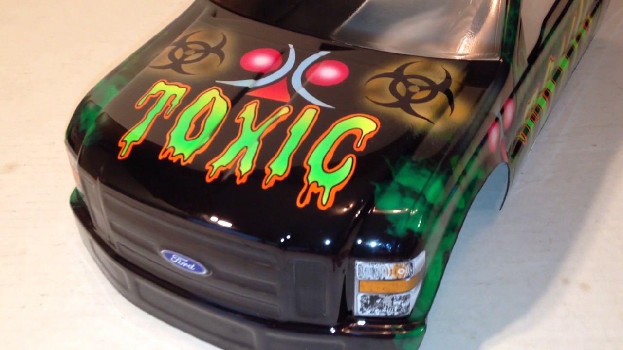 Rc body custom painted monster jam Toxic truck - YouTube