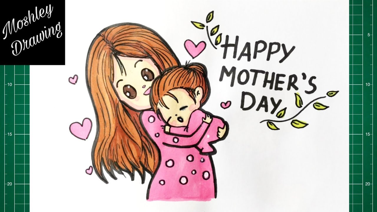 How to Draw a Mother and Daughter - Mother's Day Drawing - YouTube