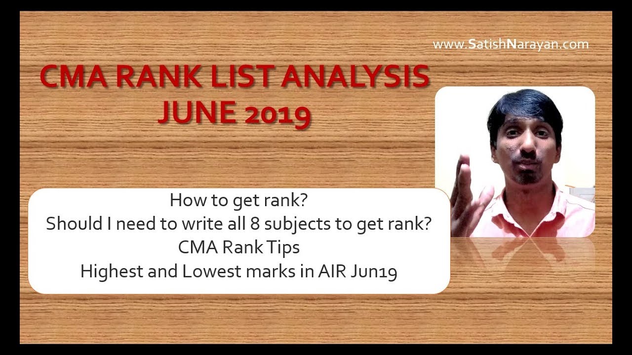 CMA All India Rank List Further Analysis June 2019 - YouTube