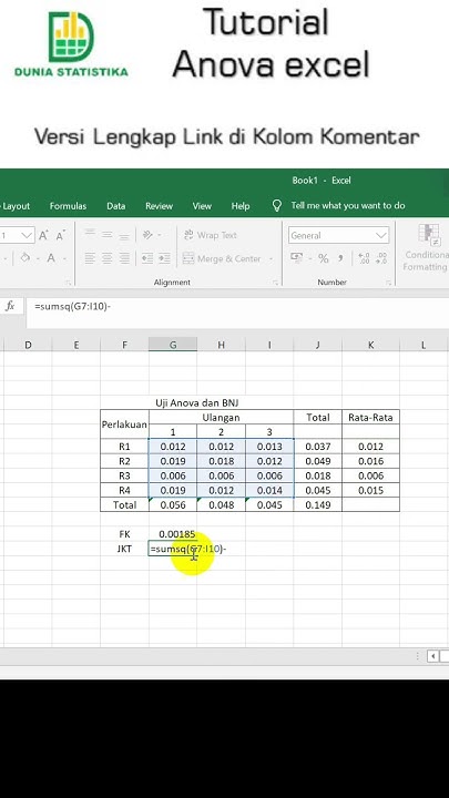 Tutorial Anova Excel - YouTube