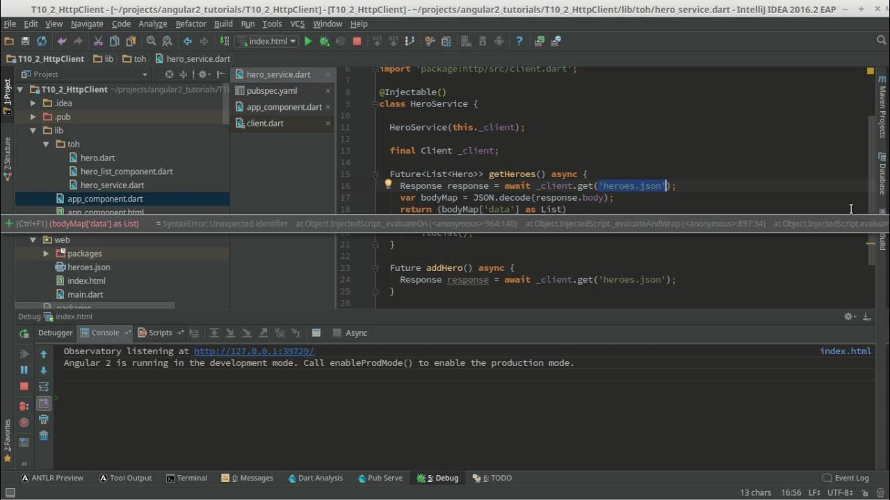 10.2 HttpClient -Post Request - Angular2 Dart - YouTube