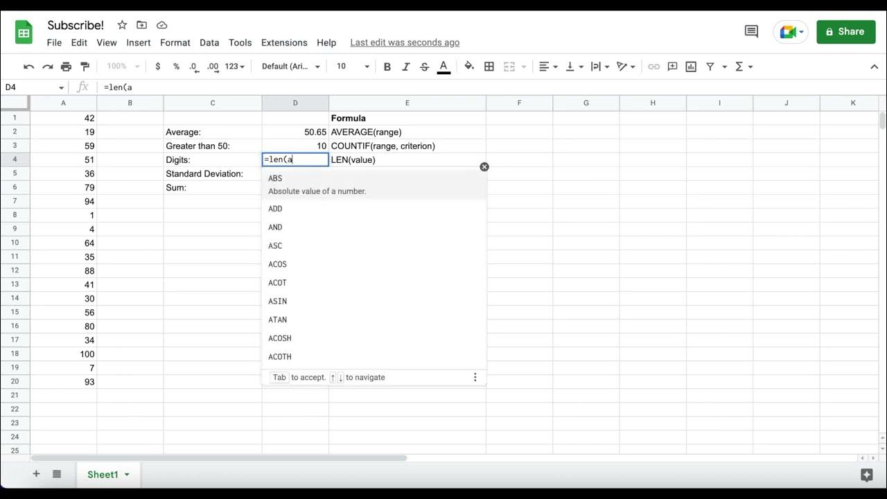 Top 5 Google Sheets Functions for Numerical Data - YouTube