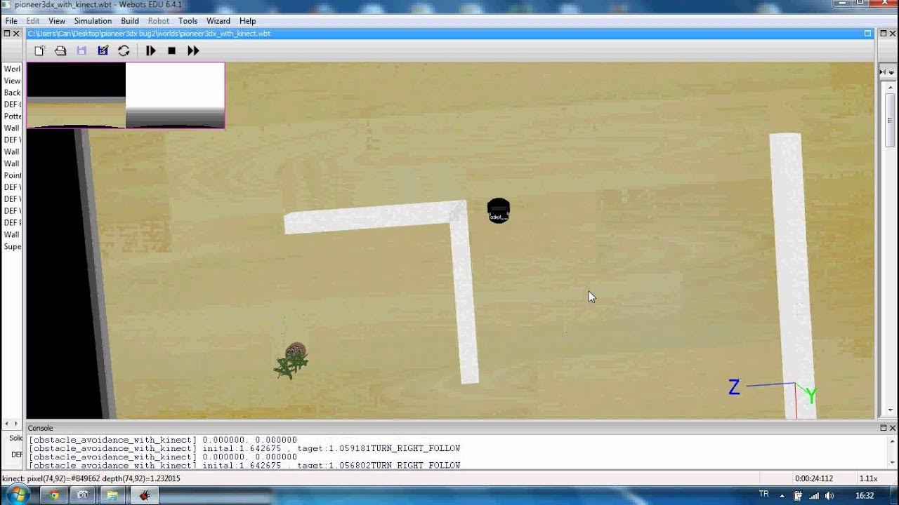 ITU - Robotic Motion Planning - Bug2 Algorithm (Webots Pioneer Simulation) - YouTube