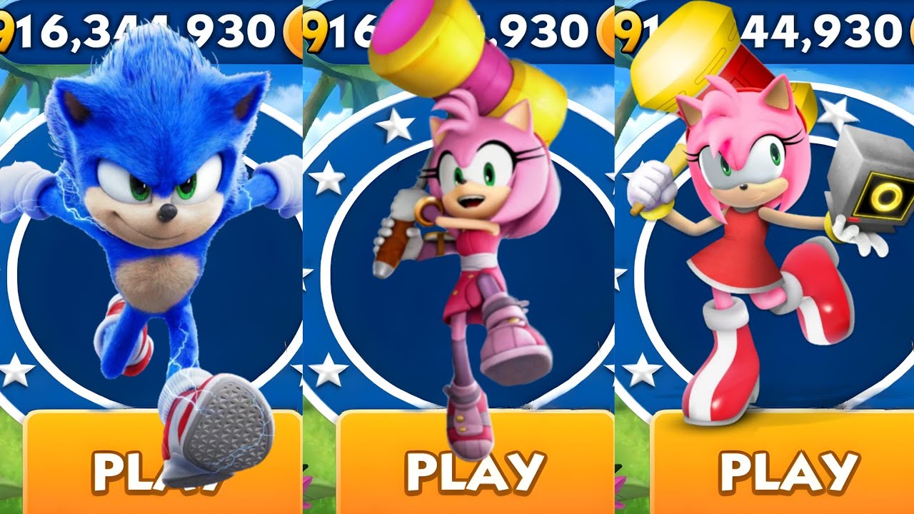 Sonic Dash - Sonic Run VS Hunter Amy VS Jingle Amy _ Movie Sonic vs All ...