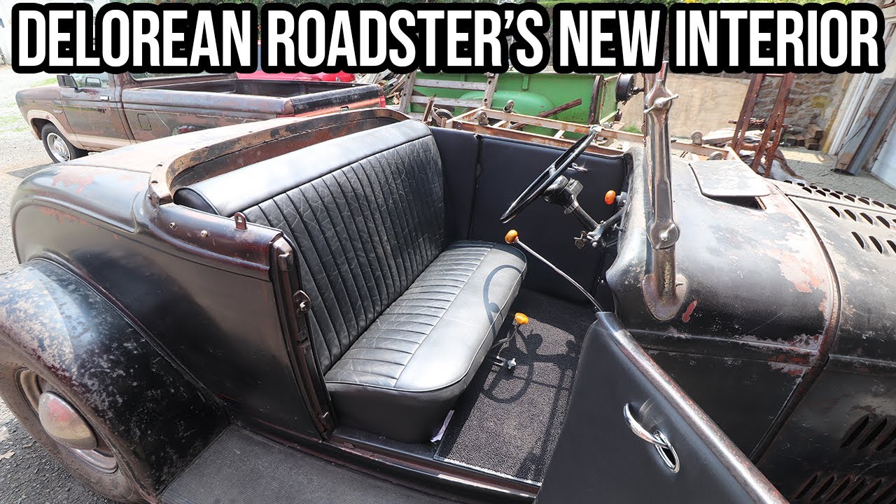 The DeLorean Roadster's New Tuck & Roll Seat & Black Interior - YouTube